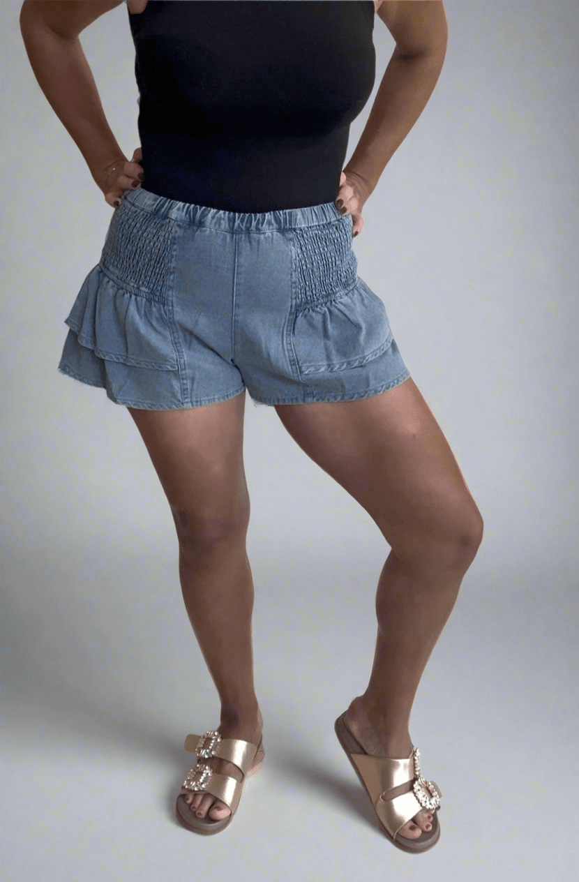 Mandy Denim Flutter Shorts – Dear Gigi